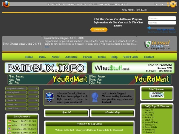 Sky-Bux - PTC (clics rémunérés) - Online Money World